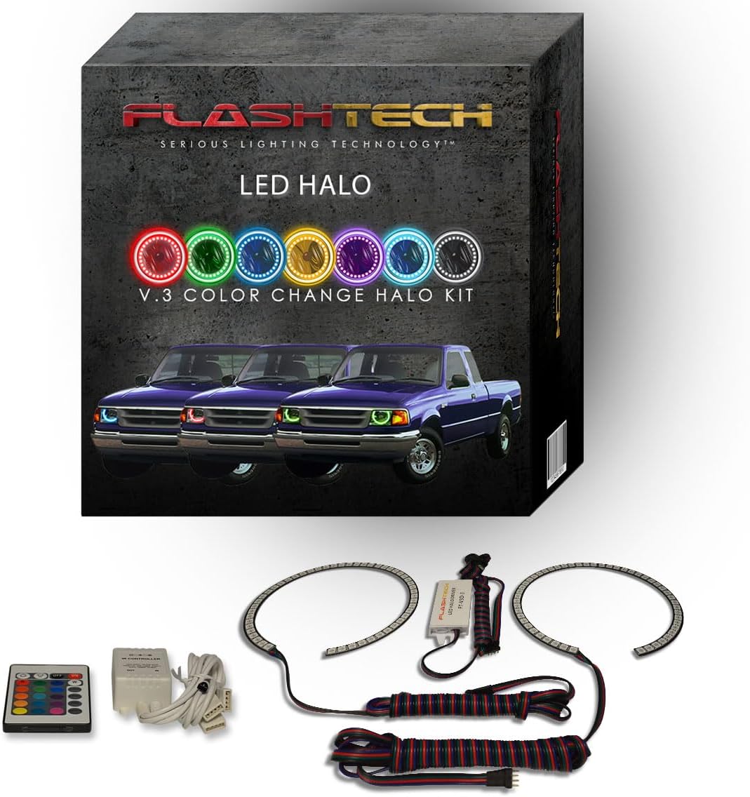 Amazon.com: Flashtech LED RGB Multi Color Halo Ring Headlight Kit with ...