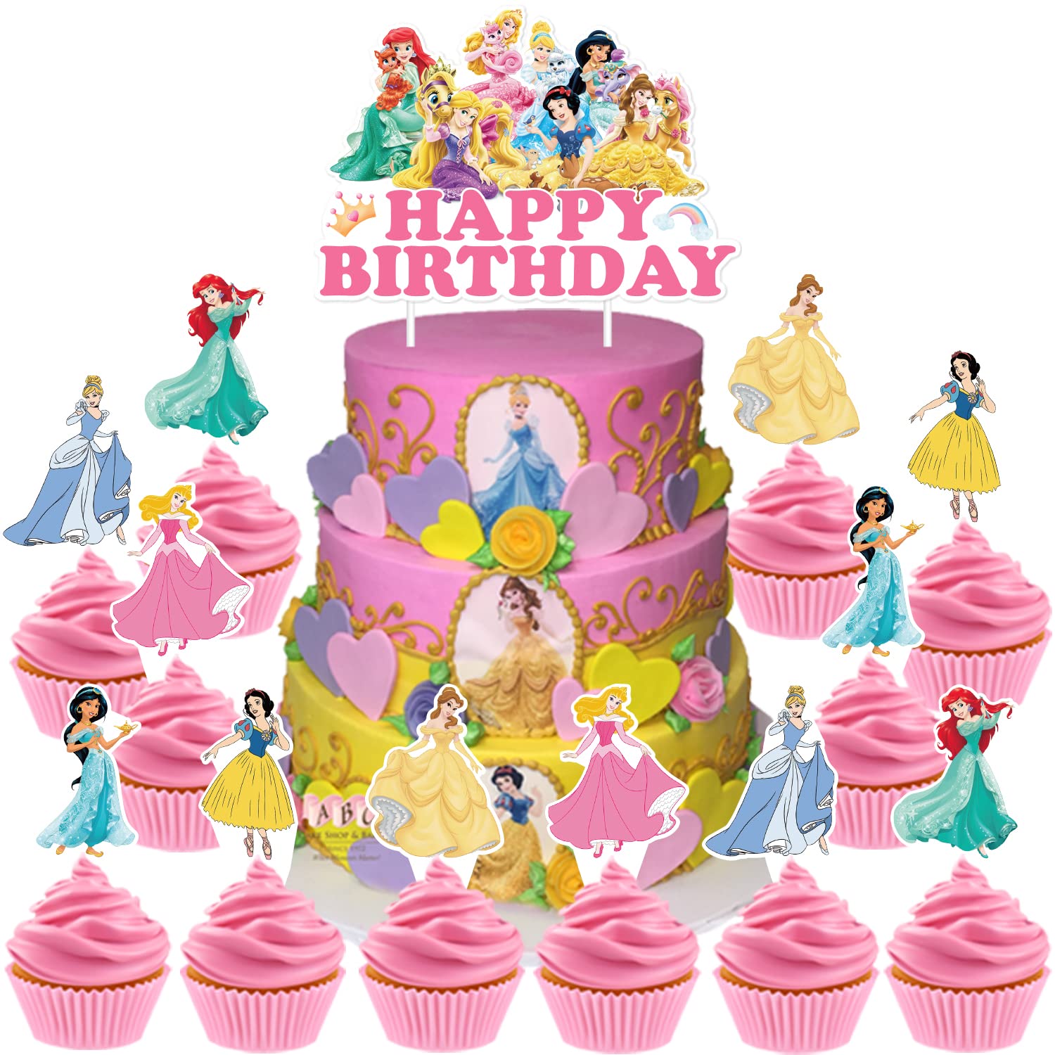 Buy Princess Cake Decorations 13 Pieces Princess Party Decorations ...