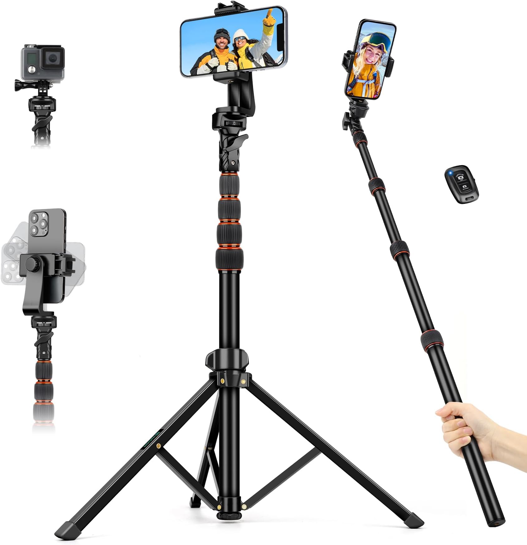 Amazon.com: Liphisy 64” Tripod for Cell Phone & Camera, Phone Tripod ...