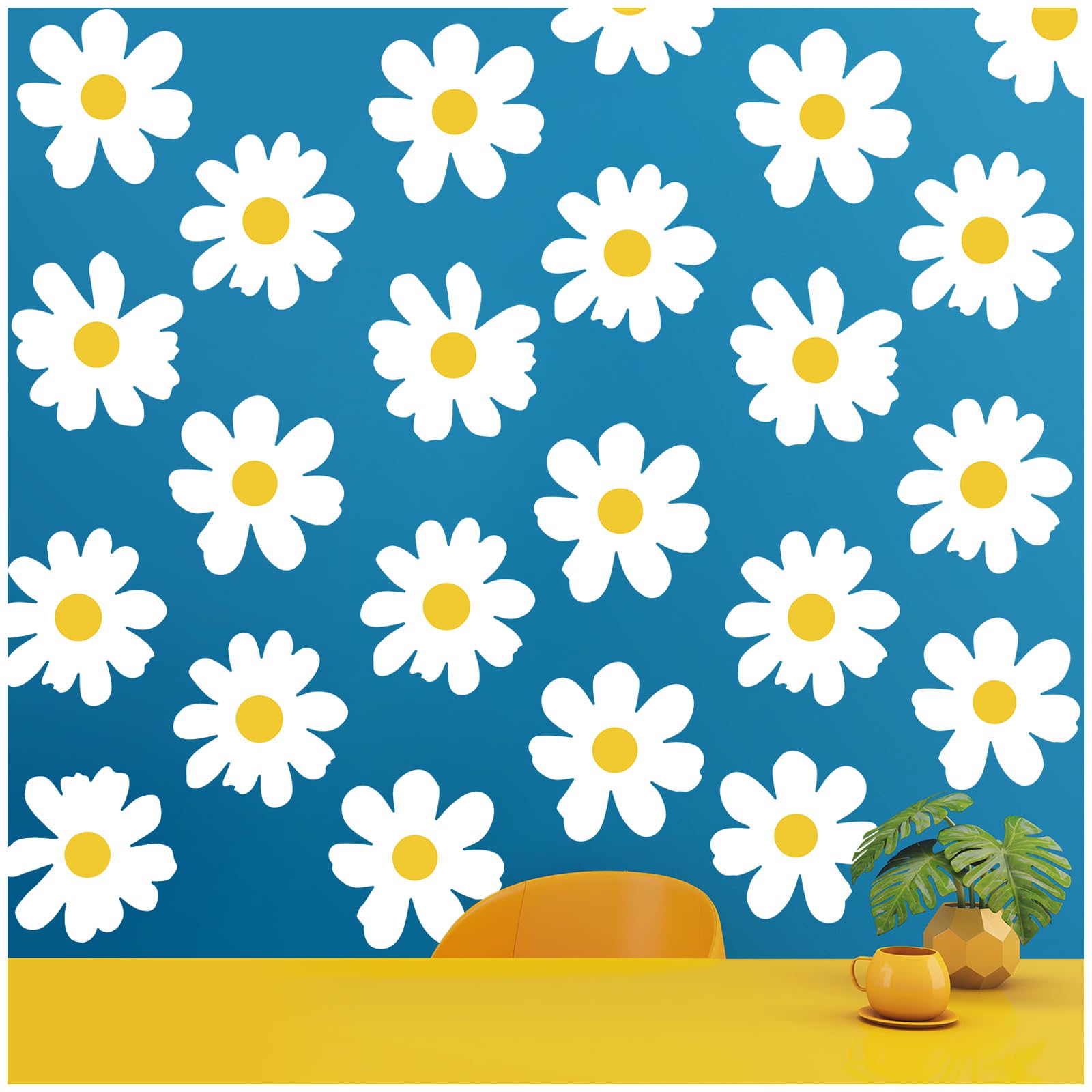 Snapklik.com : 11.3 In Daisy Wall Decal, Large Daisy Stickers 12 Pcs ...