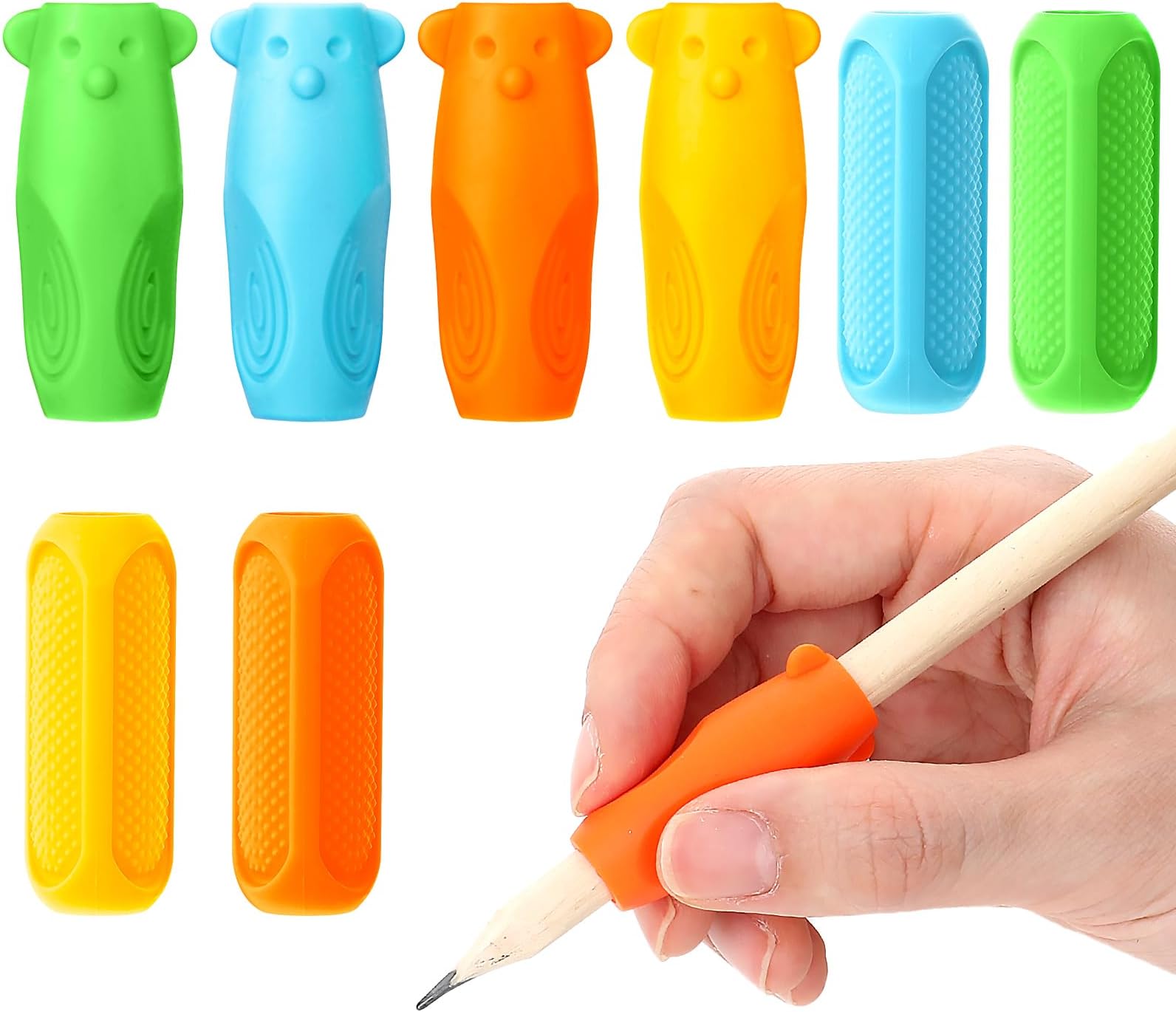 Amazon.com : Nogeqi 8 Pcs Cute Pencil Silicone Grips, 2 Size Silicone ...