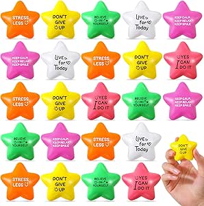Amazon.com: 30 Pcs Motivational Star Stress Balls 2.2 Inch Stress ...