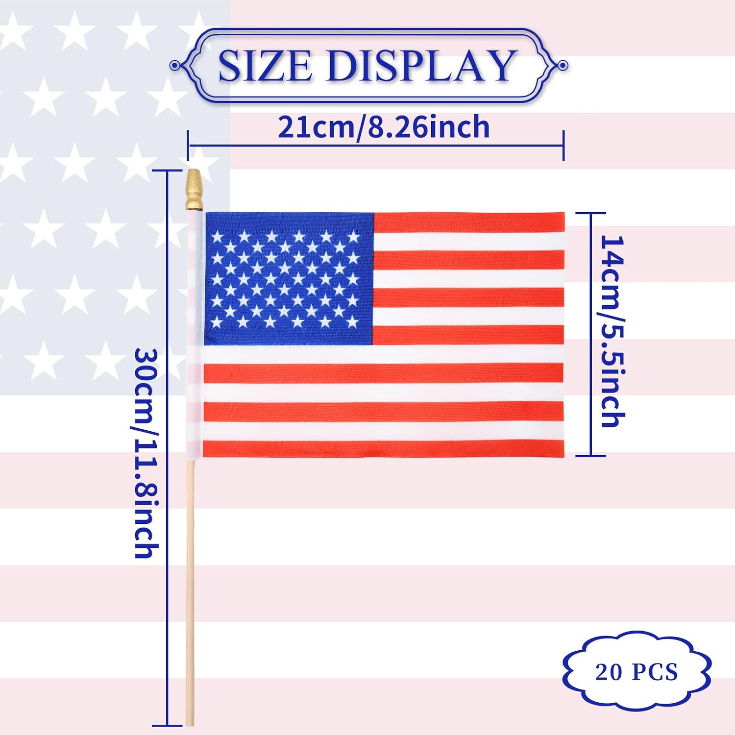 Paquete de 20 banderas pequeñas de Estados Unidos de 5 x 8 pulgadas ...
