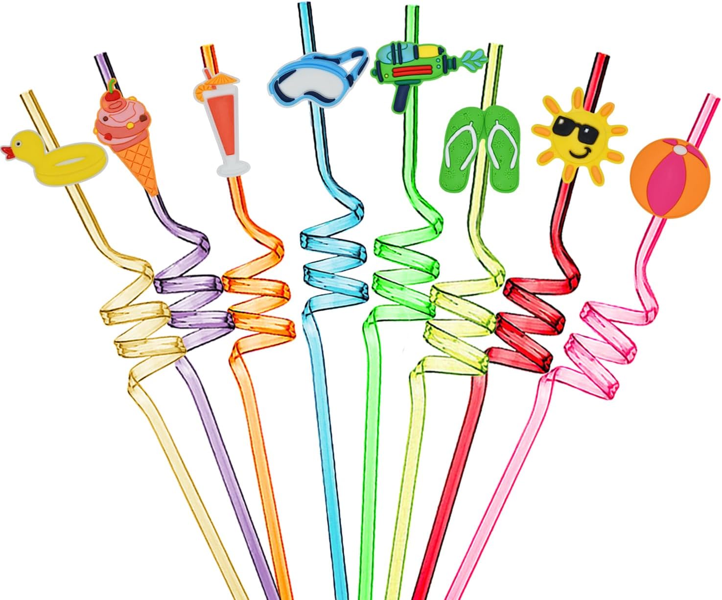 VerteLife 8 Pieces Plastic Straws Reusable Drinking Straw Summer ...