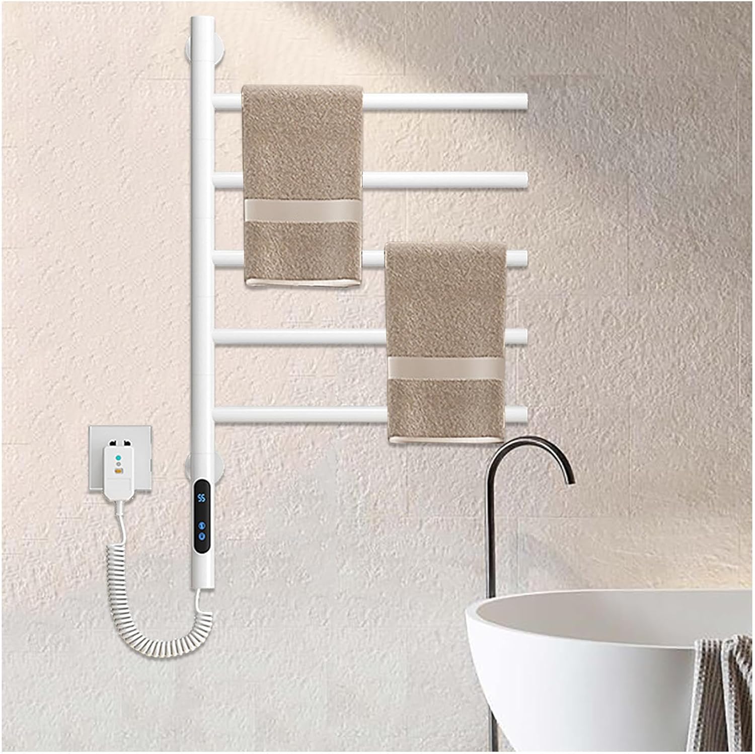 Amazon.com: Heated Towel Racks for Bathroom Rotatable 180°,Heated Towel ...