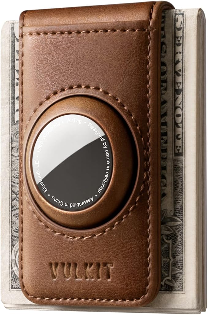 VULKIT Men's Magnetic Money Clip with Air tag Holder Holds Up to 15 ...