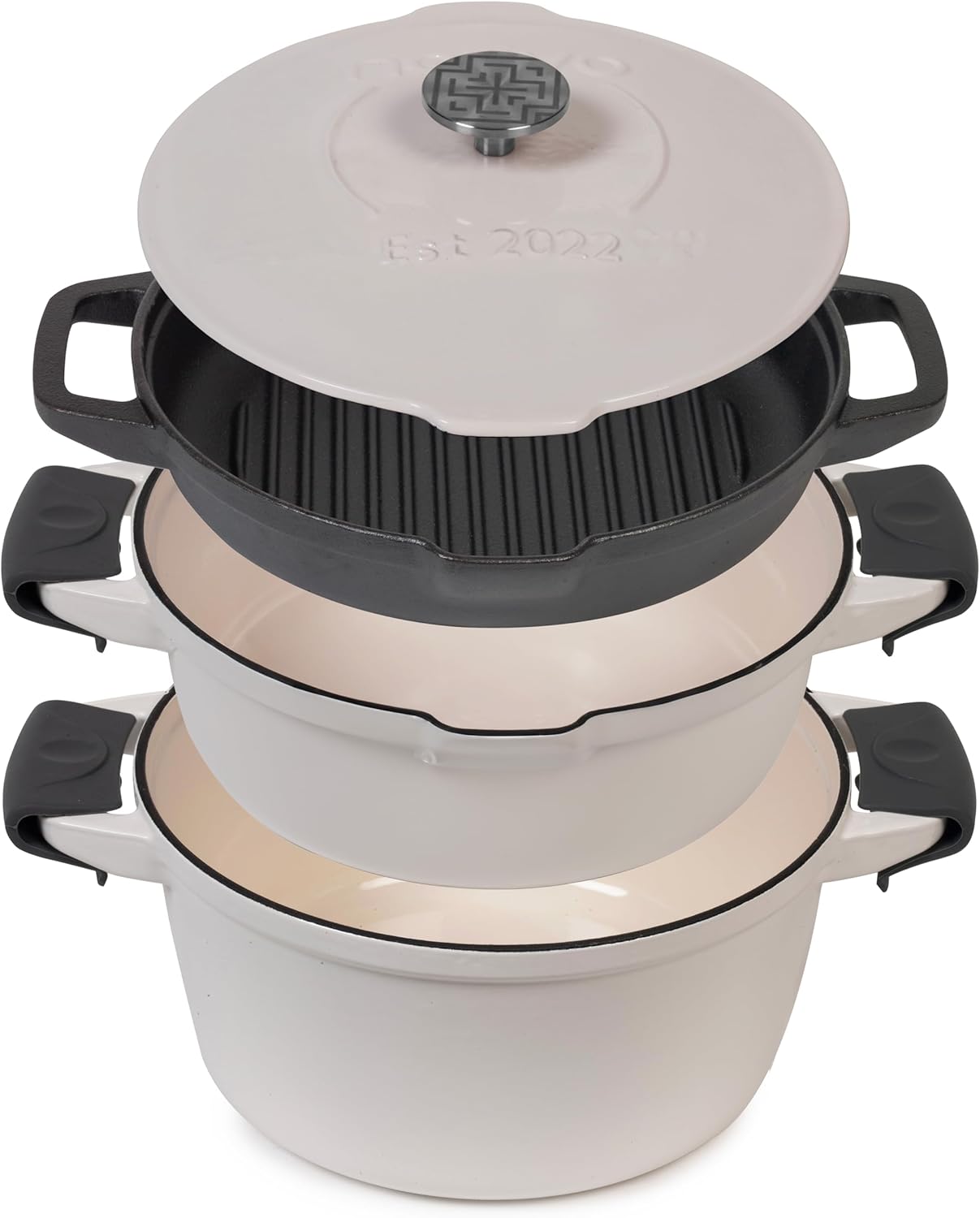 Amazon.com: NATIVO 5pc Stackable Cast Iron Cookware Set, Versatile ...