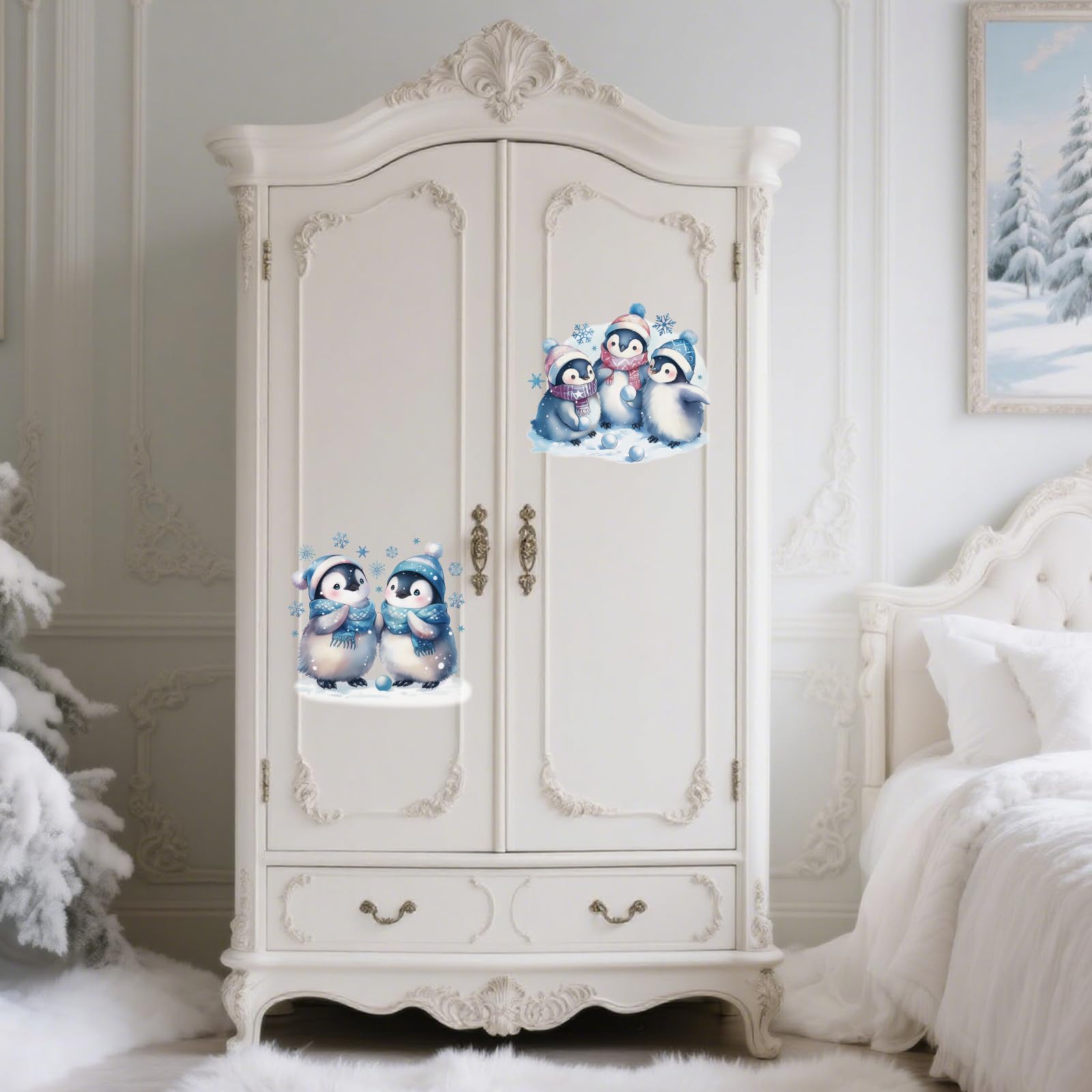Snapklik.com : 4 Sheets Christmas Winter Penguins Furniture Transfers ...