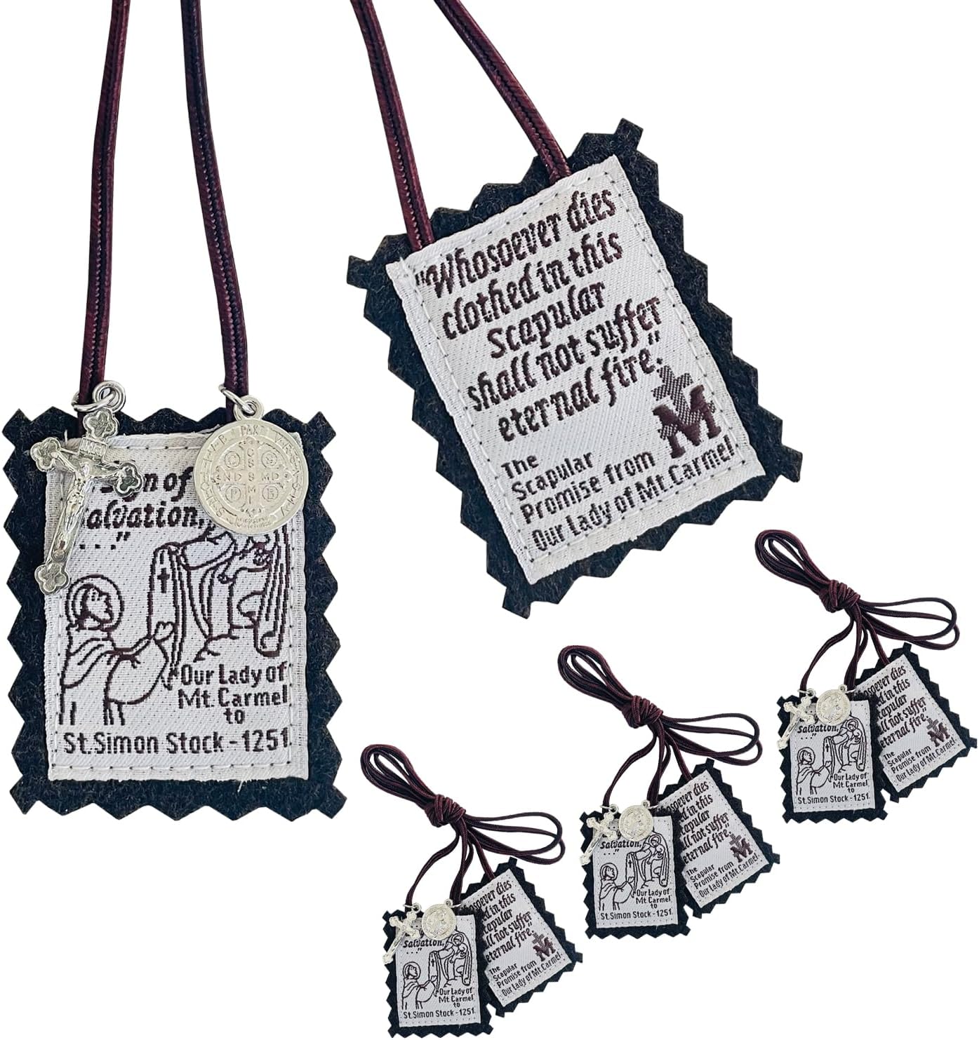 Scapulars Catholic,3 Pack Bulk Brown Scapular Of Our Lady Of Mount ...