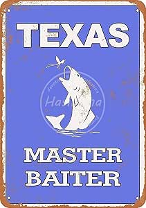 JOHUA Texas Master Baiter Tin Wall Signs Warning Sign Metal Posters ...