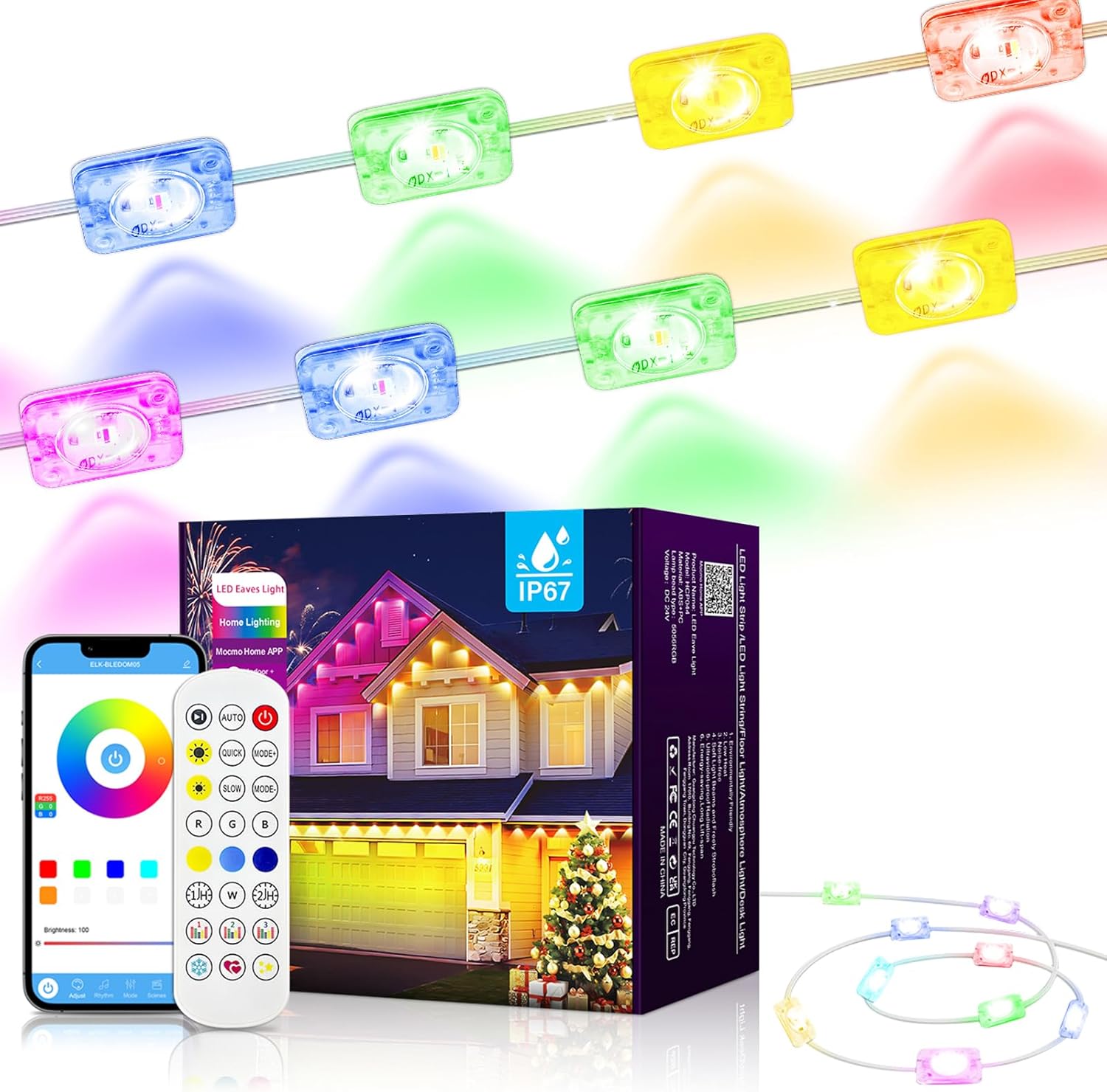 Vilante Permanent Outdoor Lights, 100ft Smart RGB LED Outside Lights ...