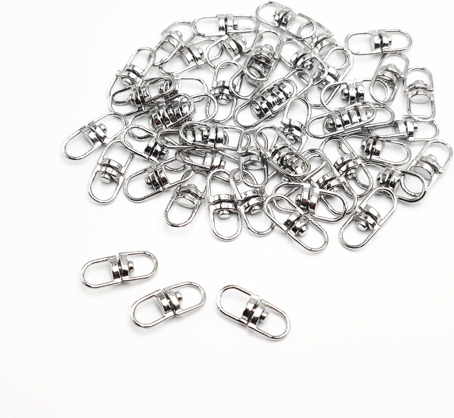 Amazon.com: 50 Silver Tone Swivel Key Ring Keychain Connectors 19 x 9mm ...