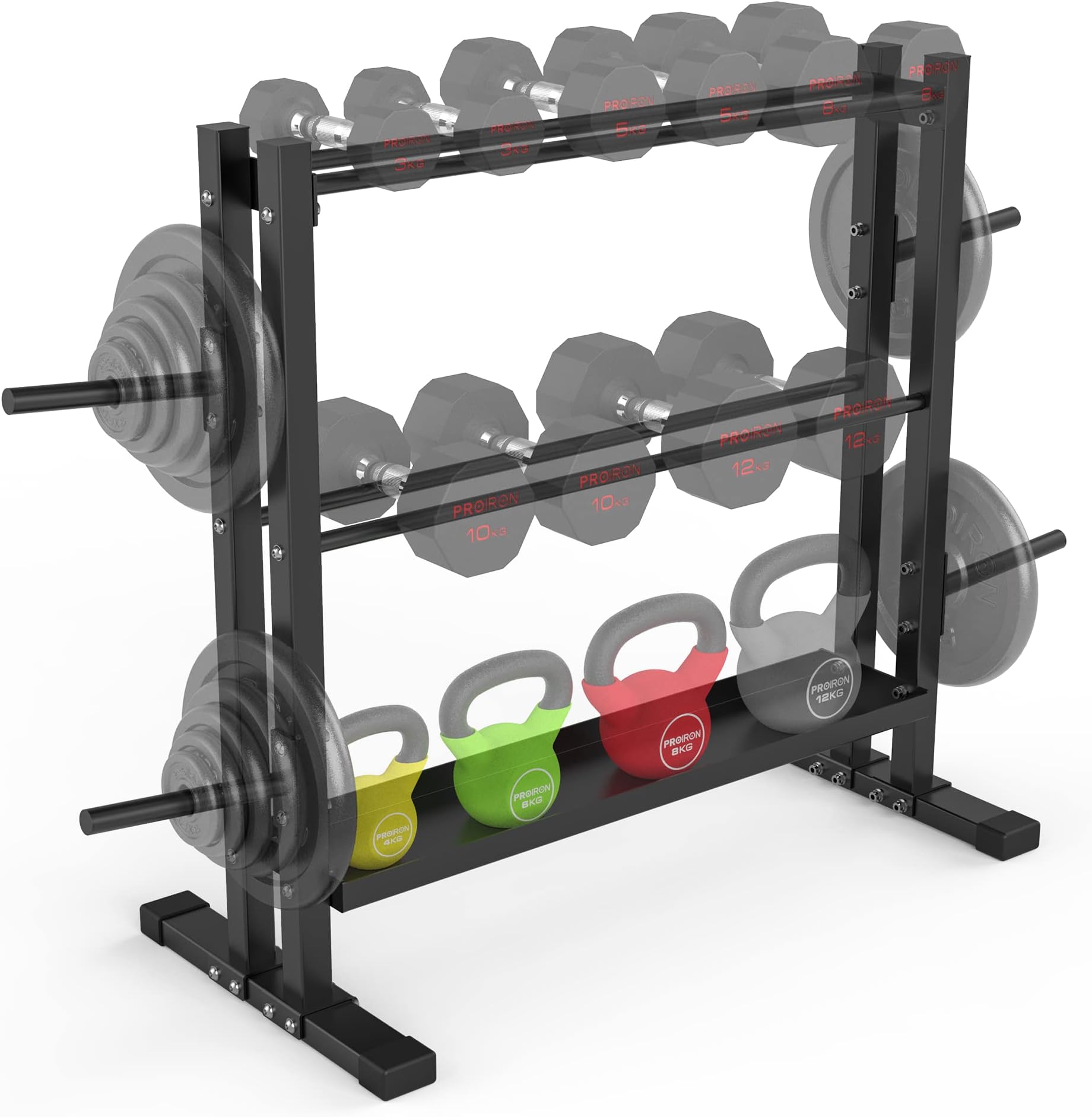 PROIRON Heavy Duty All-in-one Weight rack, 3 Tier Weights Storage Rack ...