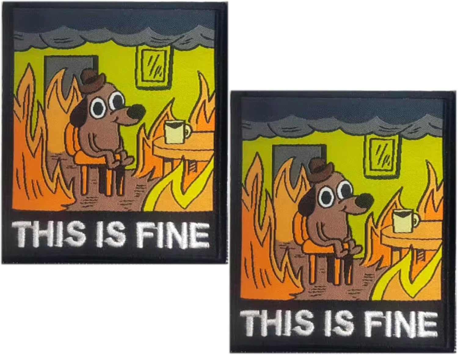 Amazon.com: This is Fine Patch (2-Pack) | Hook & Loop Tactical This is Fine Cartoon Dog Patches ...