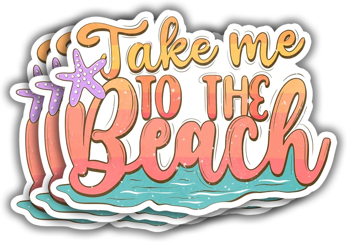 Amazon.com: (3 pcs) Take Me to The Beach Sticker Funny Beach Ocean Life ...