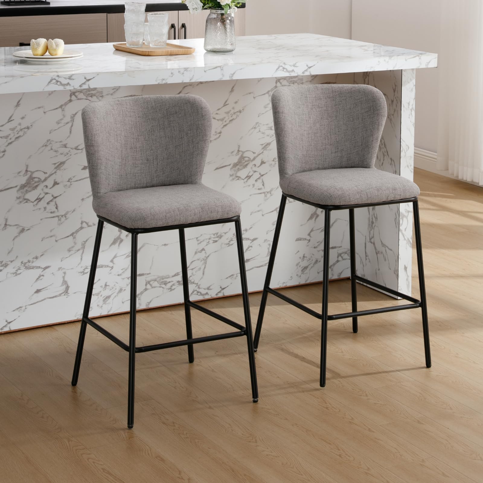 Wahson Modern Bar Stools Set of 2 Kitchen Counter Chairs with Comfy ...