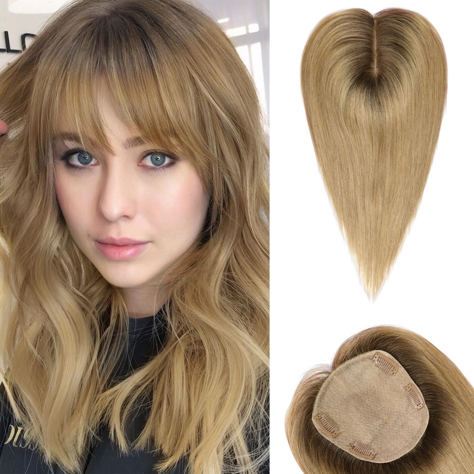 Amazon.com : starluck Hair Toppers for Women with Bangs, 5"*5.5"Large ...