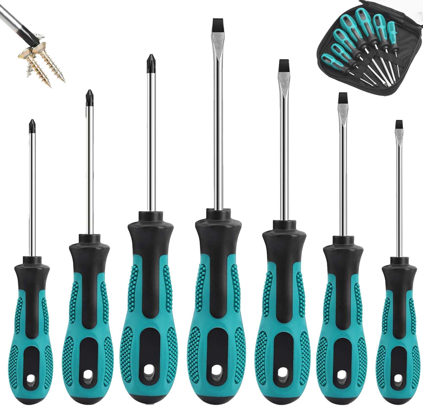 Heavy Duty Engineers Screwdriver Set 12pc Pozi Flat Head TE010 : Amazon ...