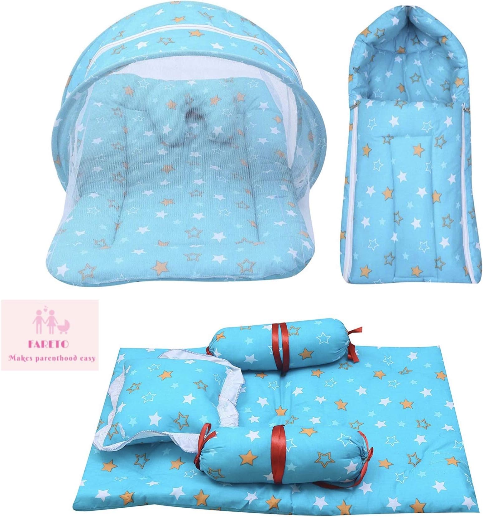 Infantbond Combo of Baby Cotton Mattress with Net- Sleeping Bag - 4 Pcs ...