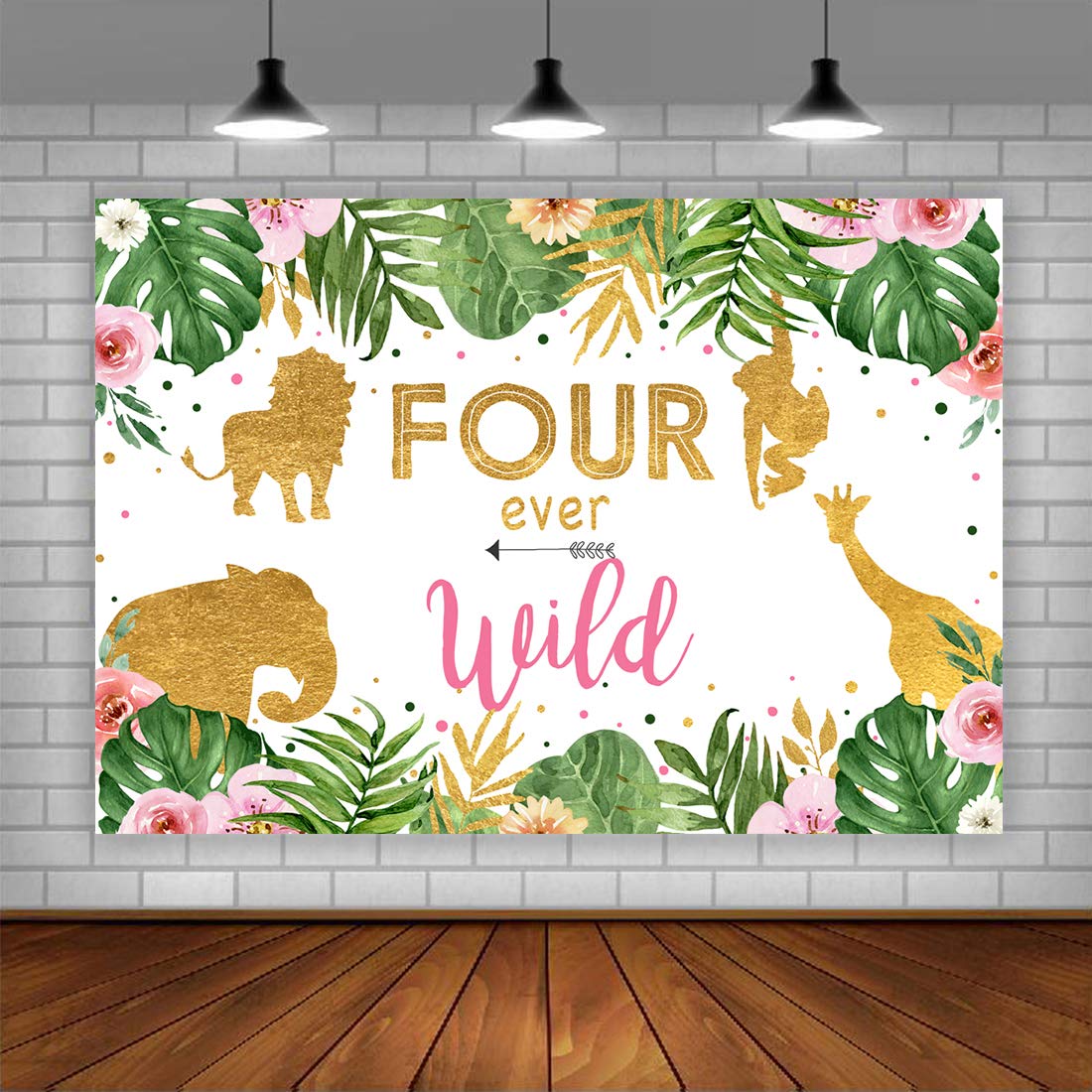 Buy Lofaris Girl Four Ever Wild Backdrop Safari Animals 4th Birthday ...
