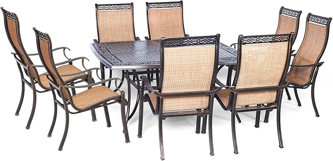 Amazon.com: Hanover Manor 9-Piece Outdoor Patio Set with 8 PVC Sling ...