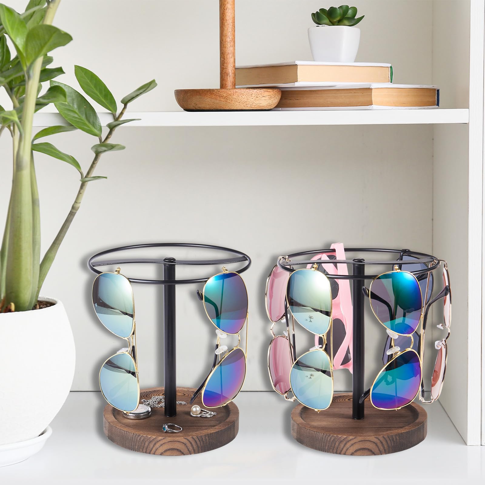 Snapklik.com : Sunglasses Organizer Wood Glasses Holder Stand, Metal ...