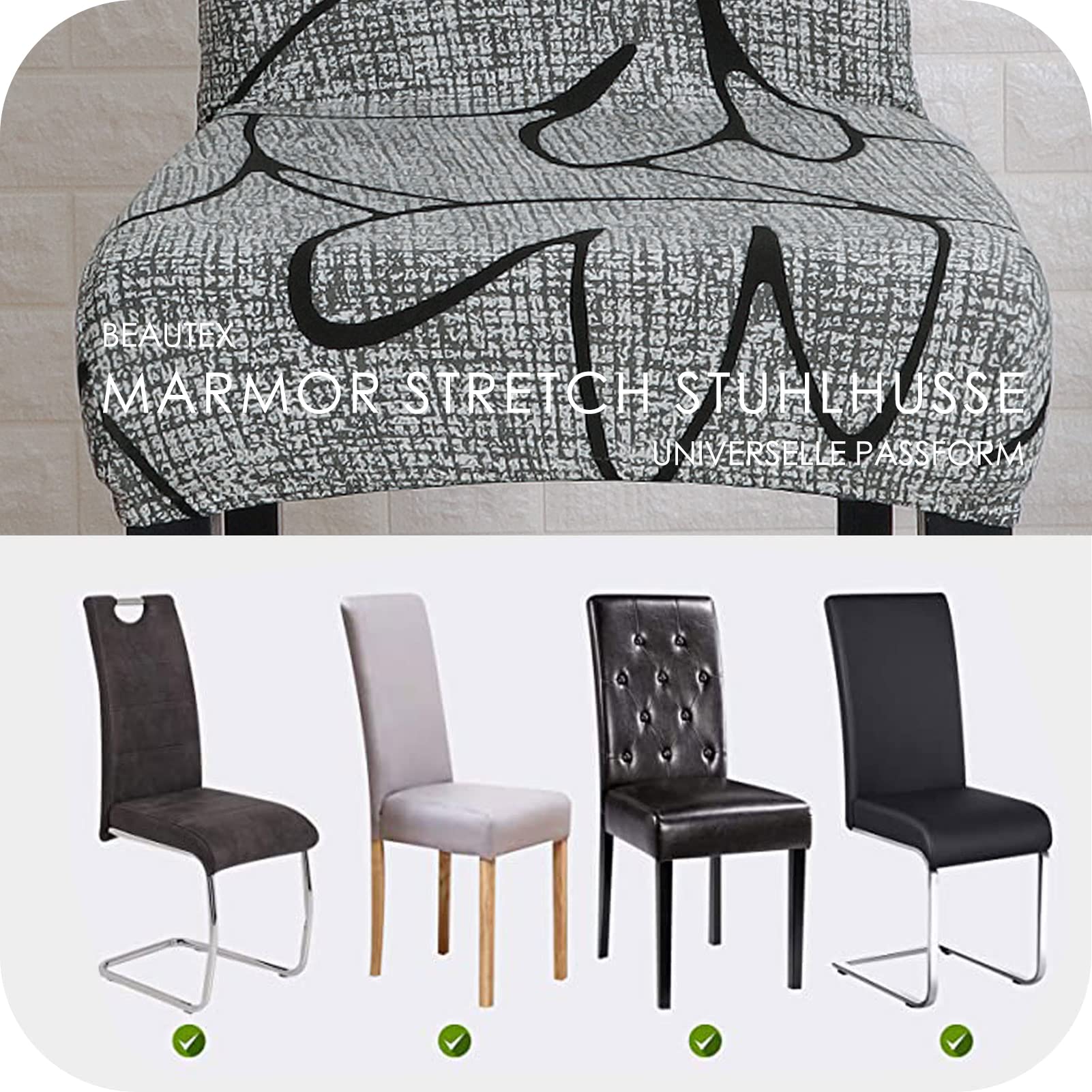 FORCHEER Stretch Chair Covers for Dining Room Set of 6,Printed ...