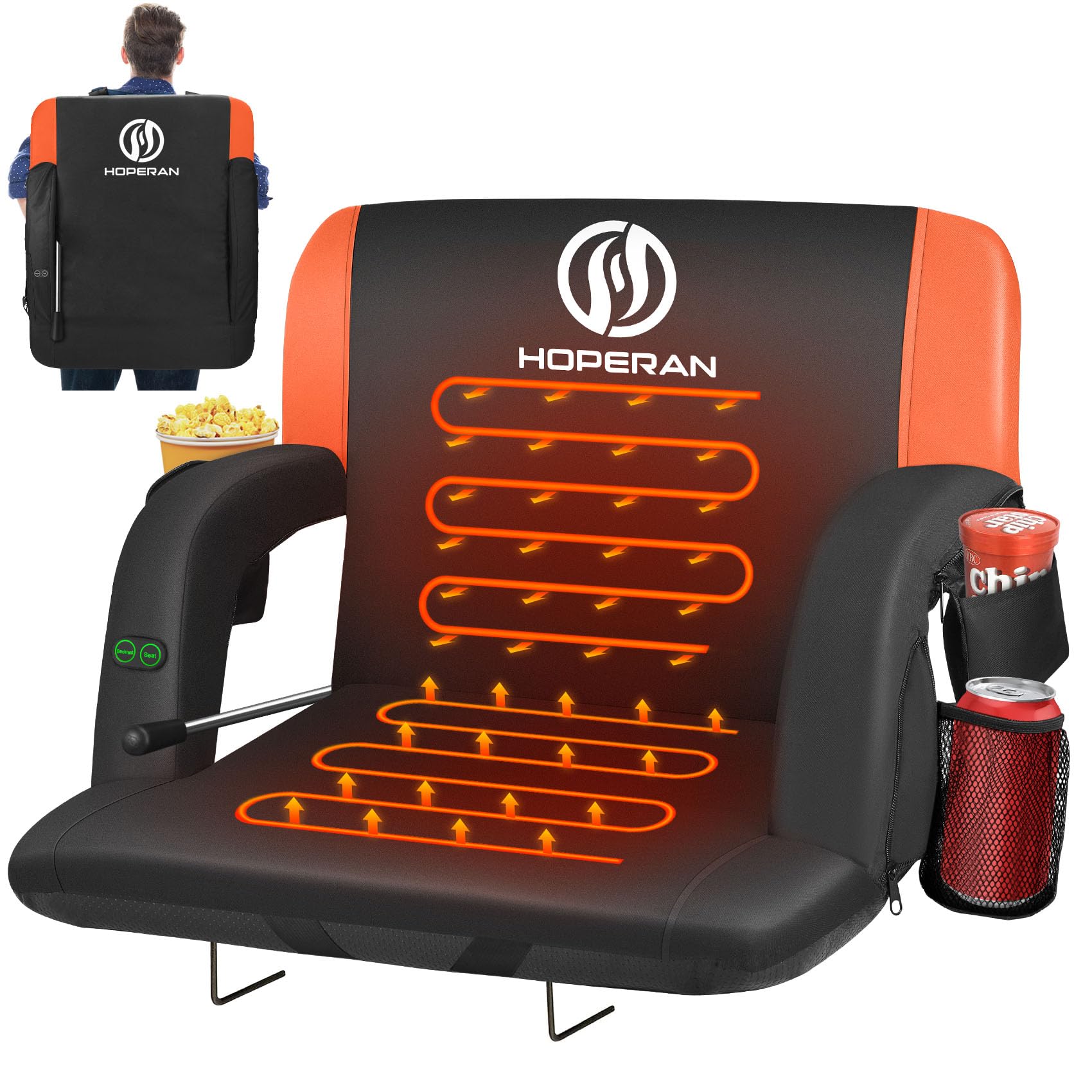 HOPERAN Dual-Sided Heated Stadium Seats for Bleachers with Back Support ...