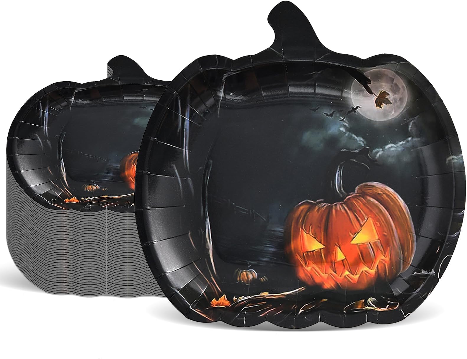 Amazon.com: Whaline Halloween Dessert Plates Crow Ghost Pumpkin Black ...