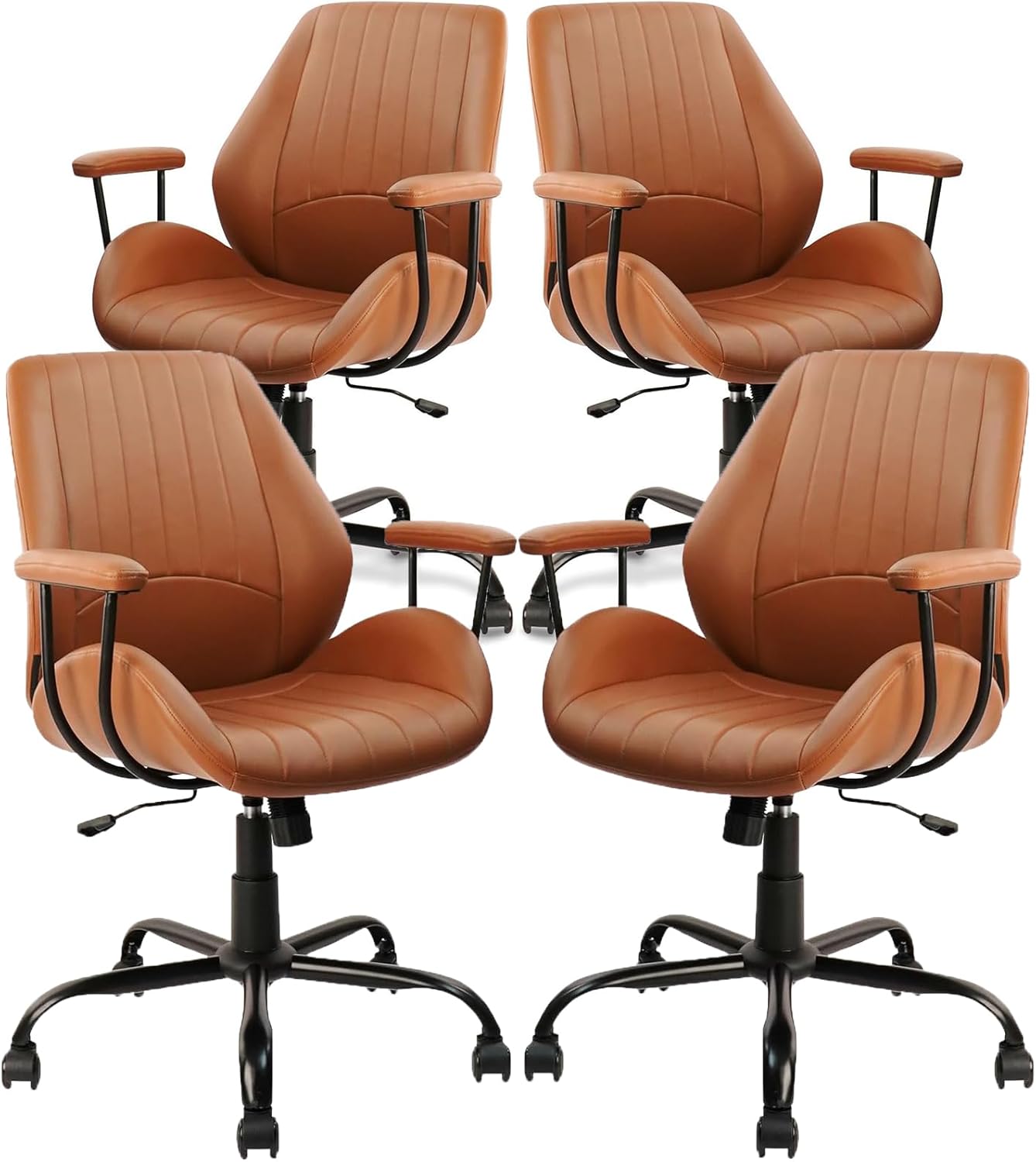 Amazon.com: CLATINA Home Office Brown Chair PU Leather Desk Chair ...