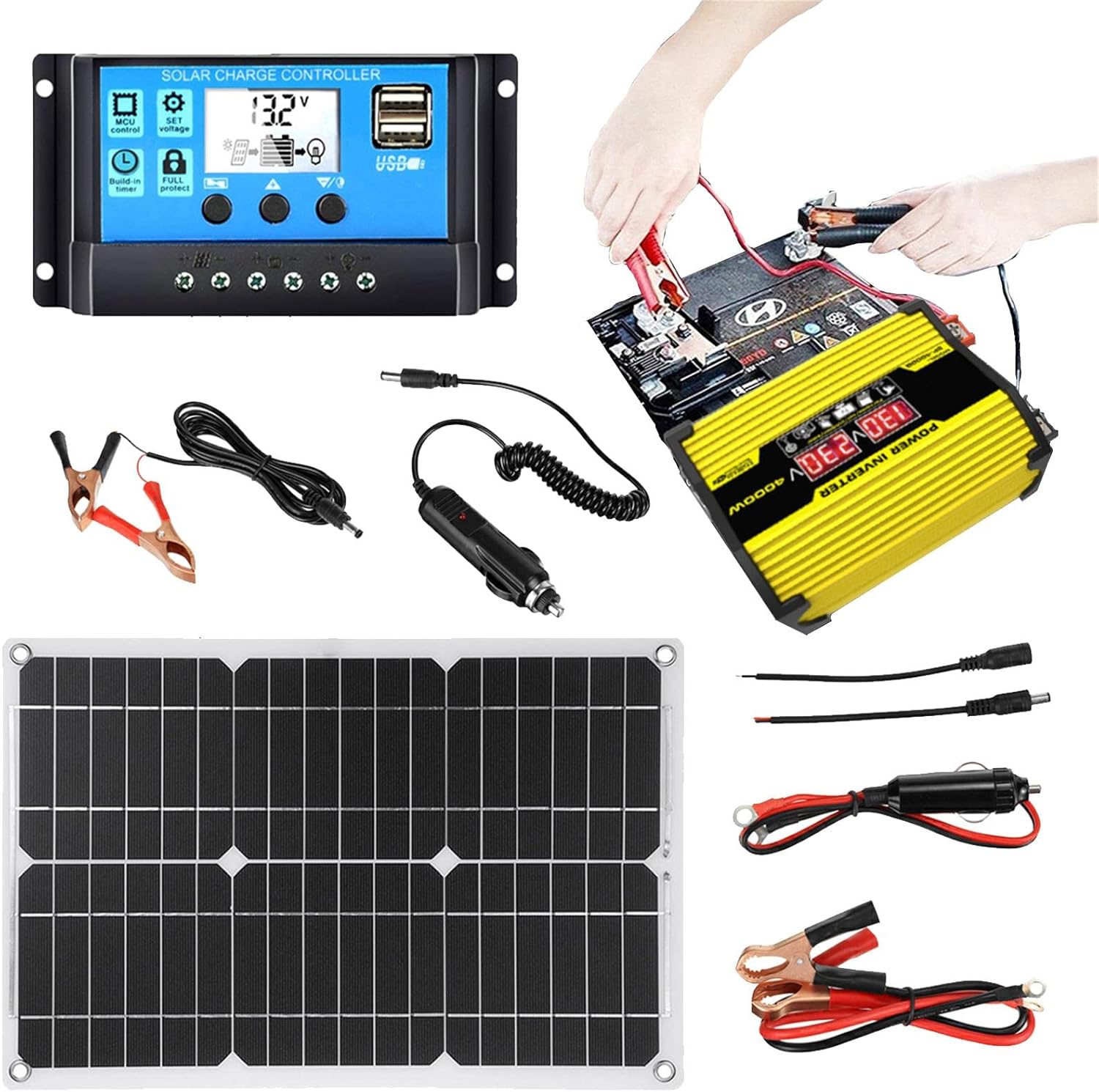 Complete Solar System | 300W Converter Inverter 18W Solar Panel ...