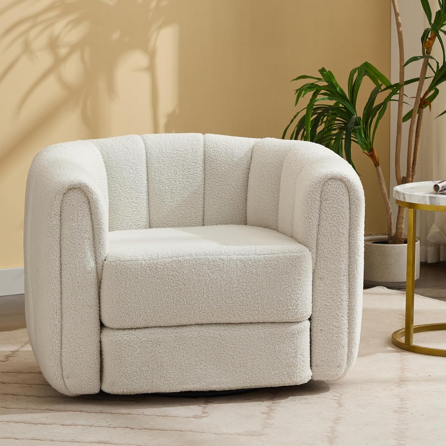Amazon.com: 360° Swivel Accent Chair, Modern Round Barrel Chair with ...