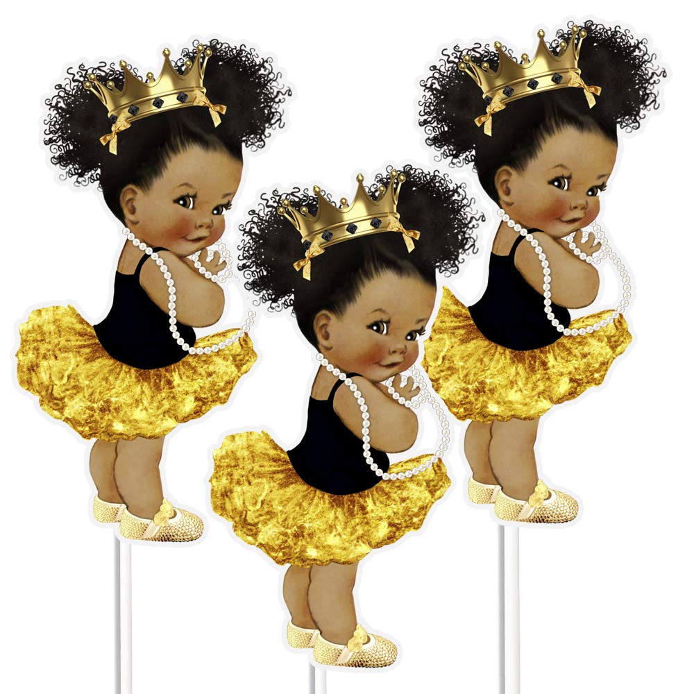 Amazon.com: Black Gold Princess Girl Centerpieces, Carnival Party ...