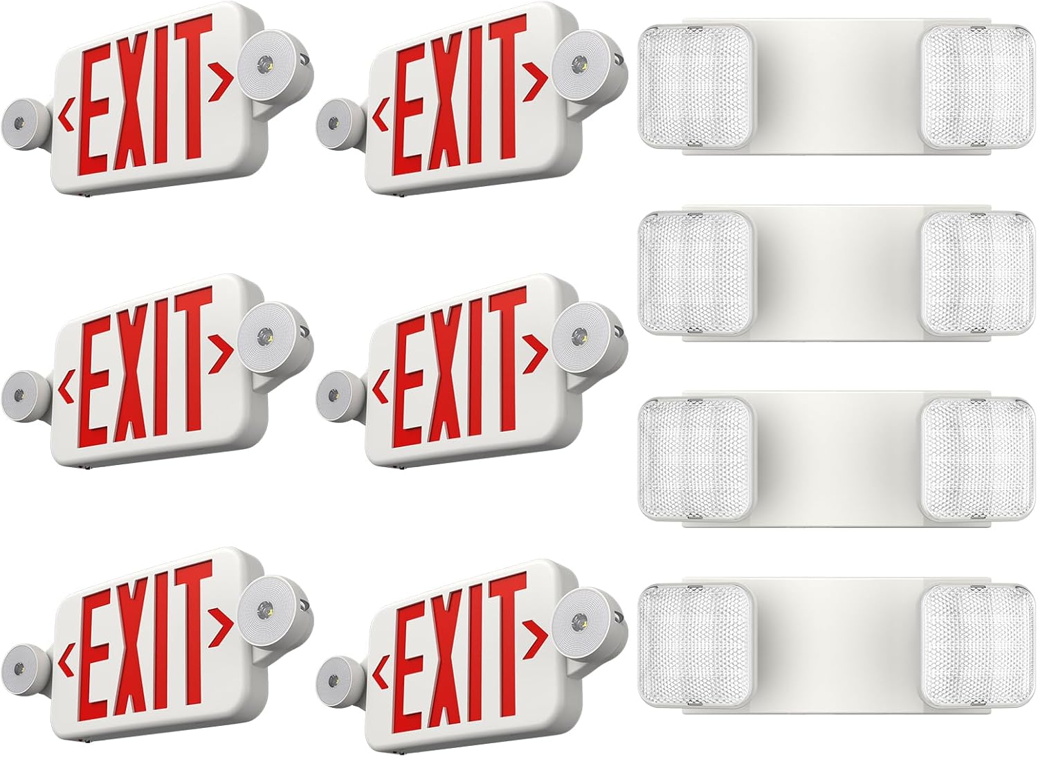 FREELICHT 4 Pack Square Emergency Lights + 6 Pack Exit Sign with ...