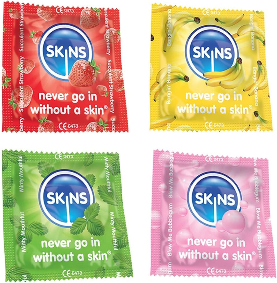Skins Mixed Flavoured Condoms Thin Extra Feel, 24 Pack of Premium Skins ...