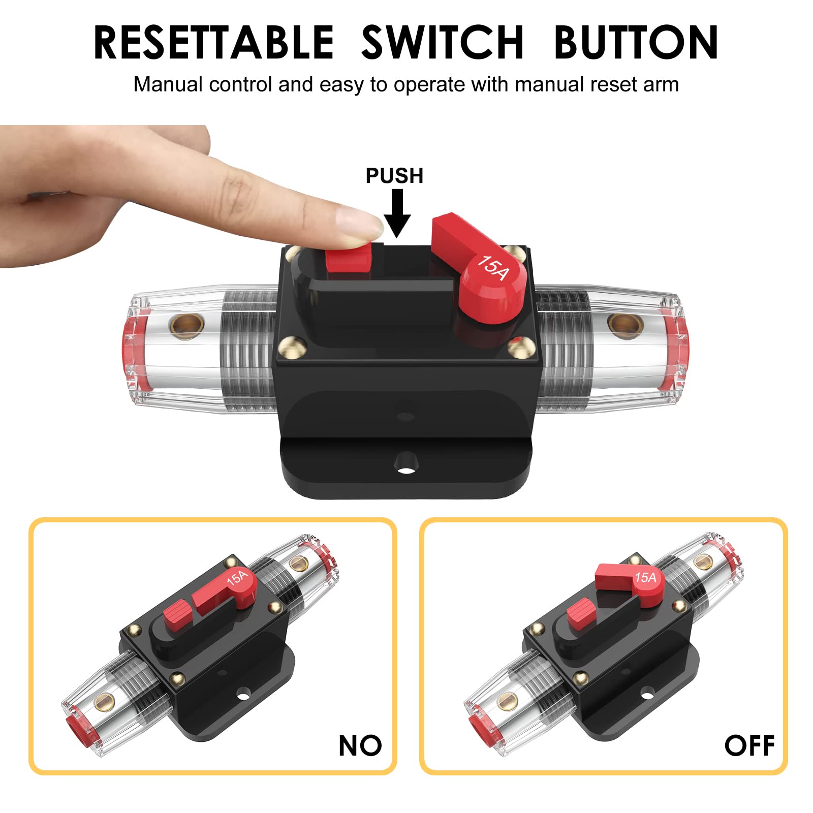 Snapklik.com : Circuit Breaker Switch 15A Waterproof Fuse Inline Holder ...