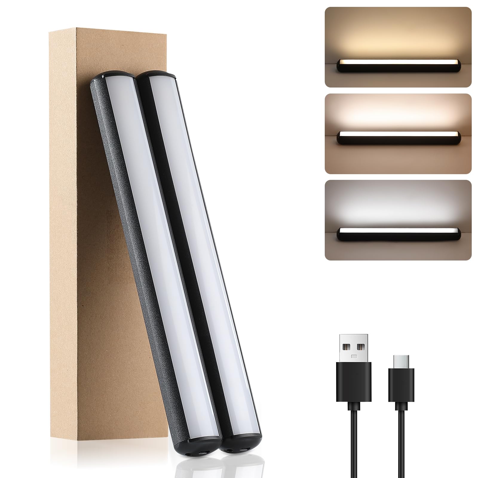 ECOBRT Rechargeable Under Cabinet Lighting LED Stick On Lights Dimmable ...