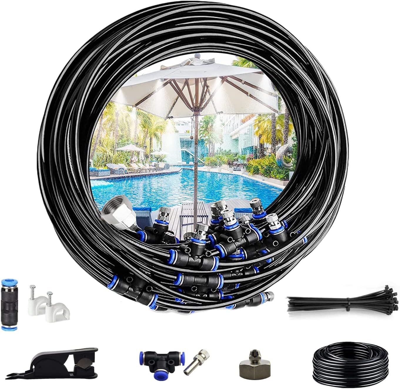 Misting Cooling System Mist System for Patio with 82FT(25M) PE Misting ...