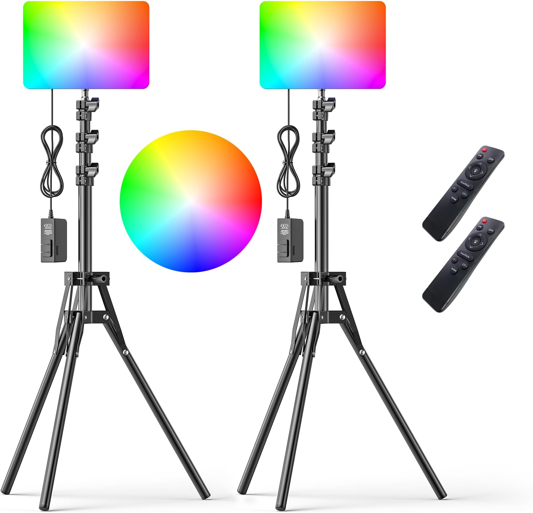 Amazon.com : Zecti 2-Pack RGB LED Video Light 38W with 63" Adjustable ...