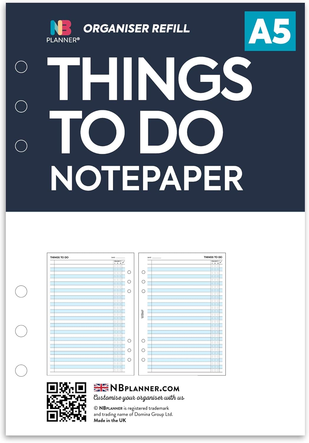 NBplanner A5 Things to do notepaper Organiser Refill Insert Filofax A5 ...