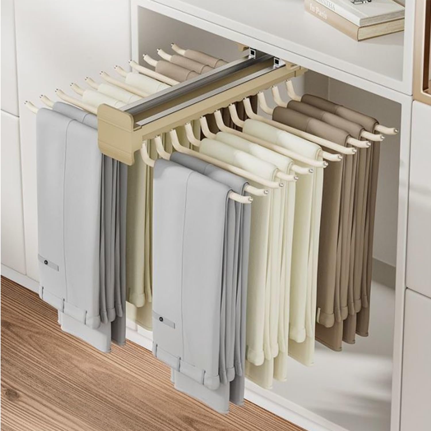 Emuca 7086411 Wardrobe pull out holder sliding hanger rail organizer ...