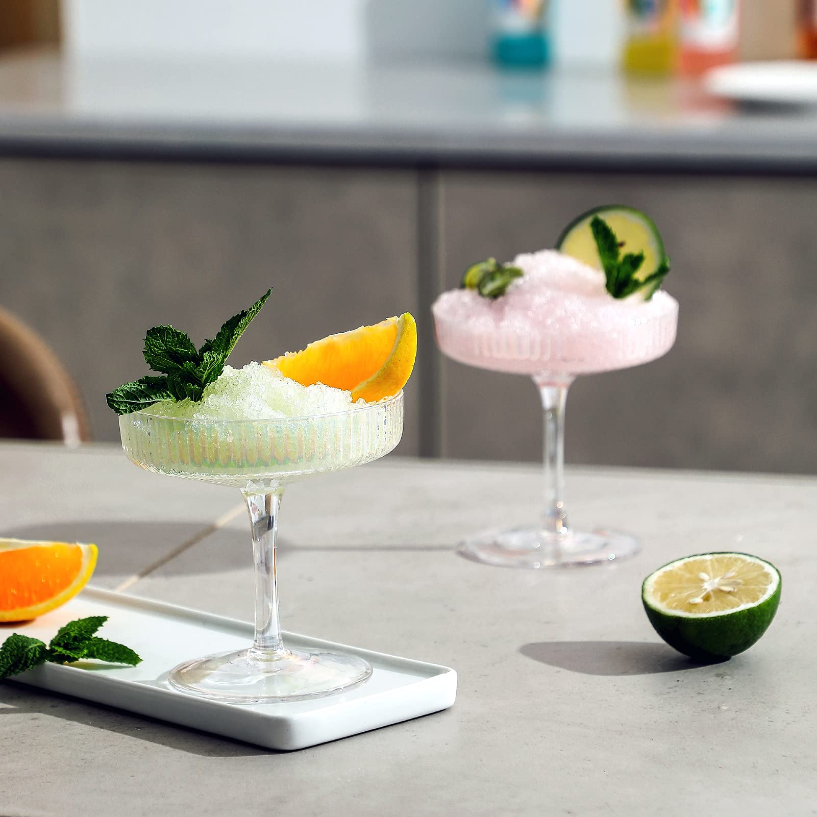 Snapklik.com : Iridescent Coupe lasses 4 Set, Vintage Stem-ware For ...