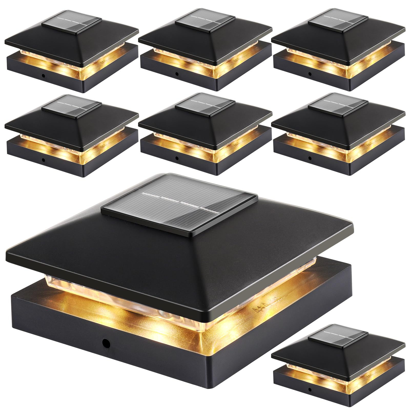 Snapklik.com : Solar Post Cap Lights Outdoor 8pack, Black Waterproof ...