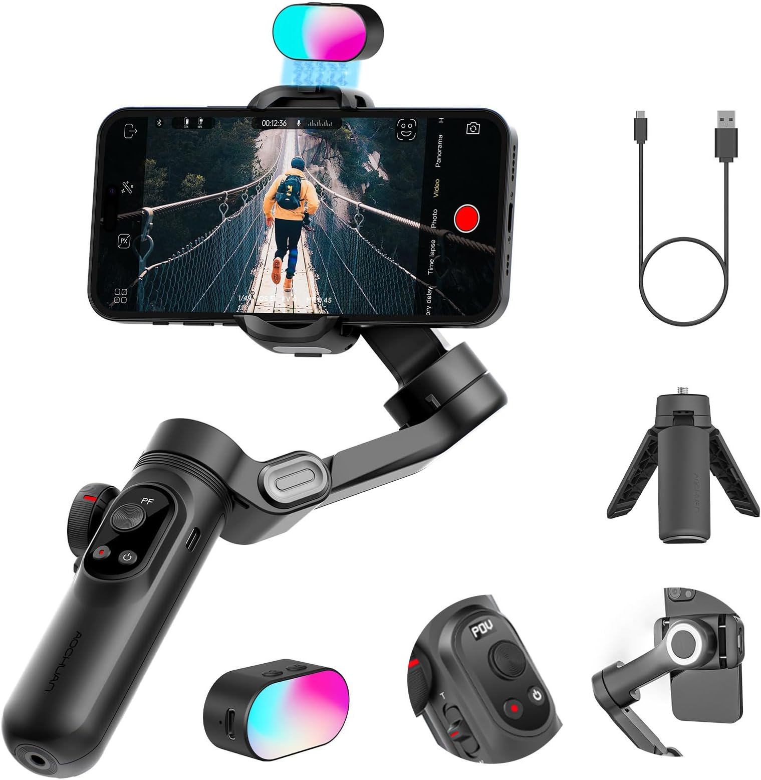 Amazon.com: AOCHUAN 3-Axis Gimbal Stabilizer for Smartphone Smart XE ...