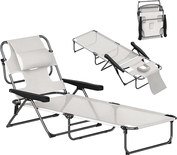 Amazon.com: Outsunny Tanning Chaise Lounge Chair, 4-Position Beach ...