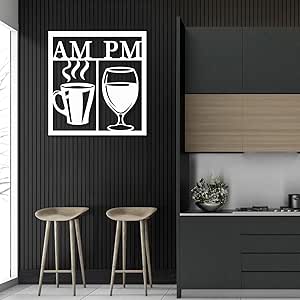 Amazon.com: Sungang Metal Wall Art, Am Coffee Pm Wine Wall Art, Bar ...