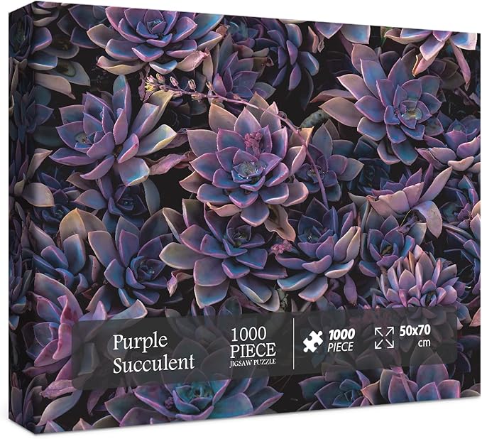 Amazon.com: Impossible Purple Succulent Puzzle 1000 Pieces, Hard ...