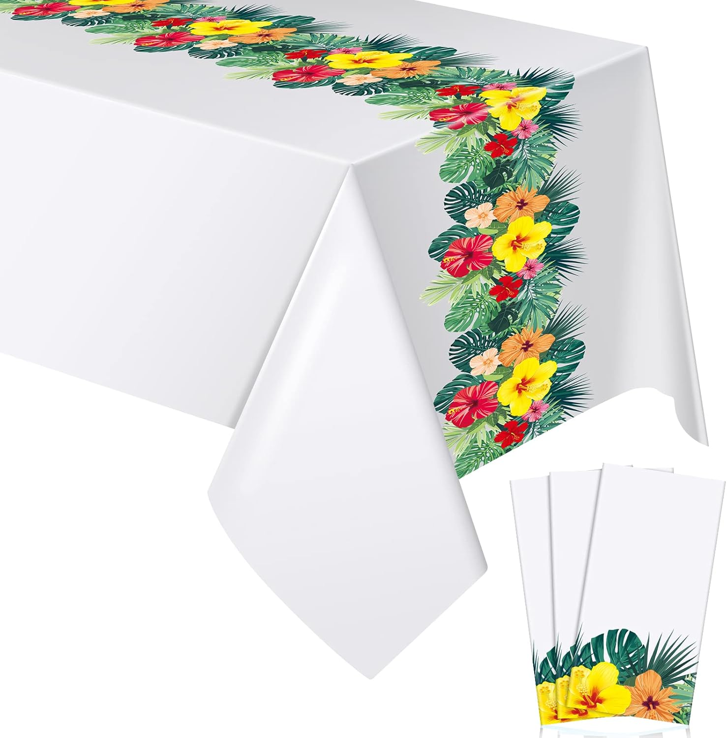 Amazon.com: Irenare 3 Sheets Hawaiian Luau Tablecloths for Party ...