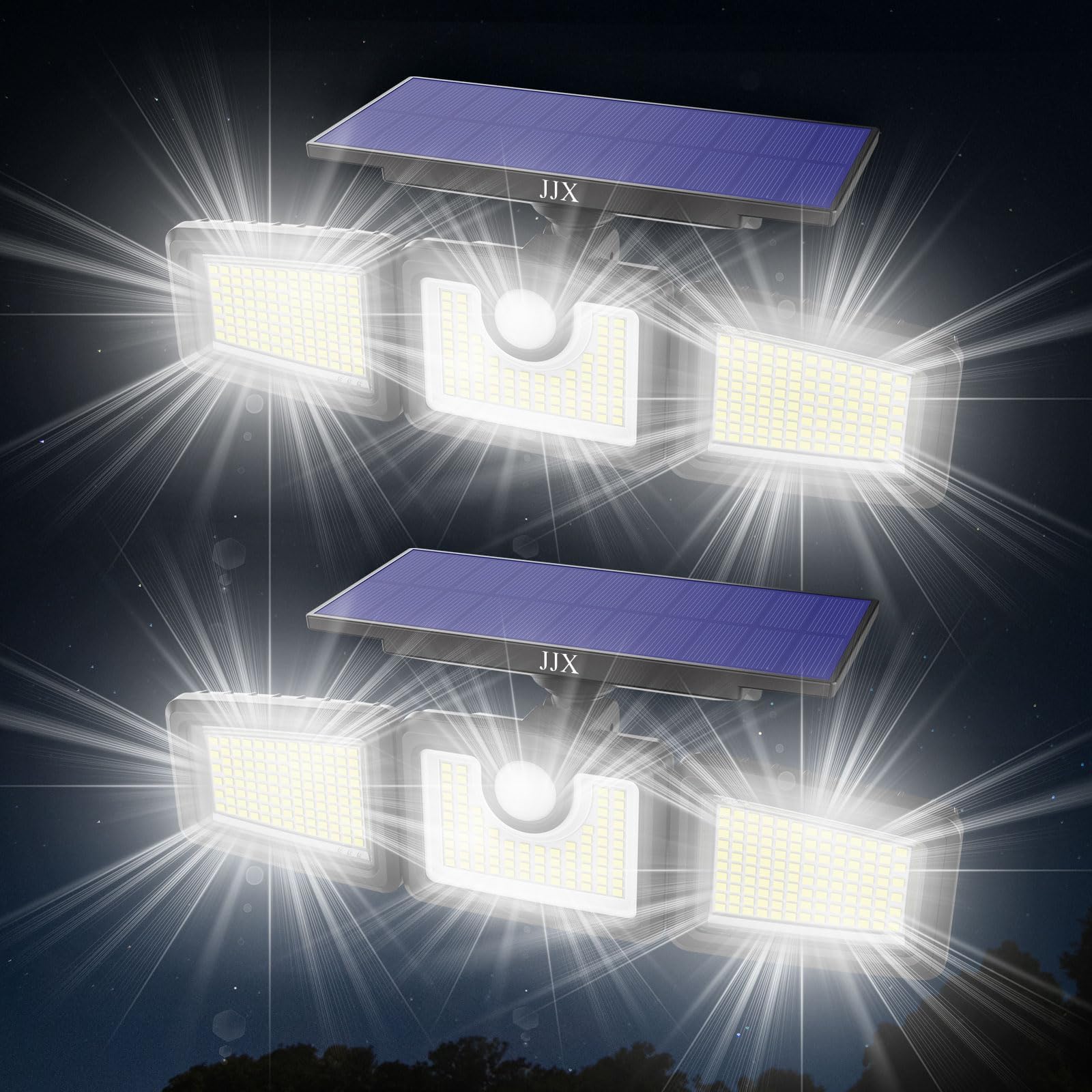 JJX Solar Outdoor Lights 2800LM 312 LED Security Lights with Motion ...