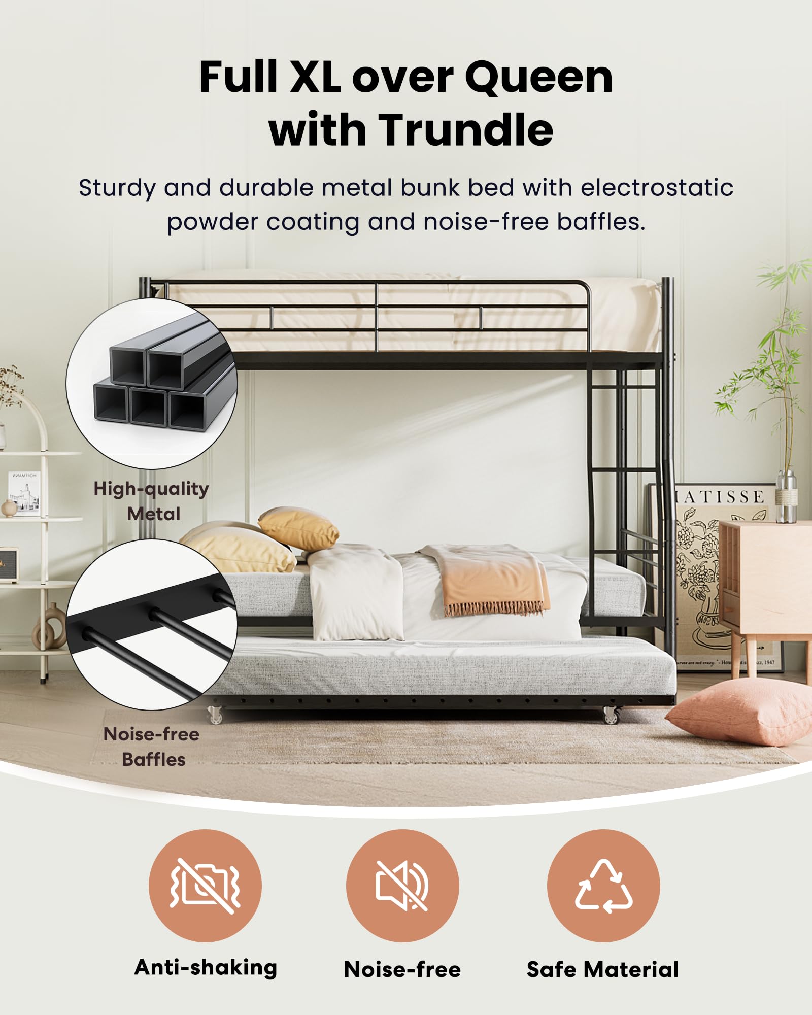 Queen Over Queen Bunk Bed With Trundle And Stairs Queen Over Queen